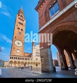 Italy. Cremona. Cathedral tower from the bell tower of the Cremona ...