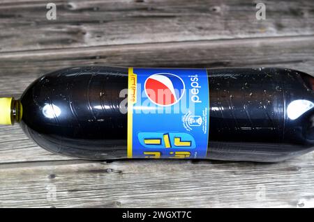 Cairo, Egypt, February 4 2024: Pepsi, a Cola flavor plastic bottle, a ...