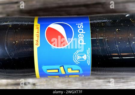 Cairo, Egypt, February 4 2024: Pepsi, a Cola flavor plastic bottle, a ...
