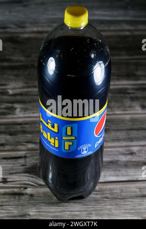 Cairo, Egypt, February 4 2024: Pepsi, a Cola flavor plastic bottle, a ...