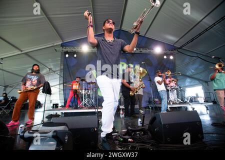 Marcus Hubbard of The Soul Rebels performs during Shorty Gras on ...