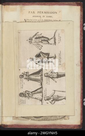 Wonderful Human Figures, Anonymous, 1665 - 1667 print Two pasted prints ...