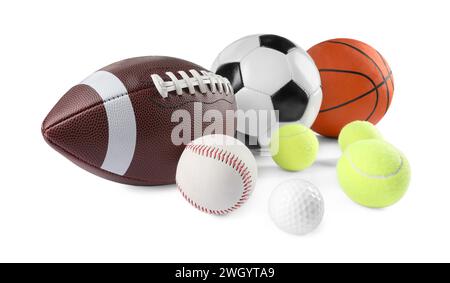 Many different sport balls isolated on white Stock Photo - Alamy