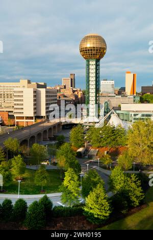 The Worlds Fair Park with the iconic Sunsphere truss in Knoxville ...