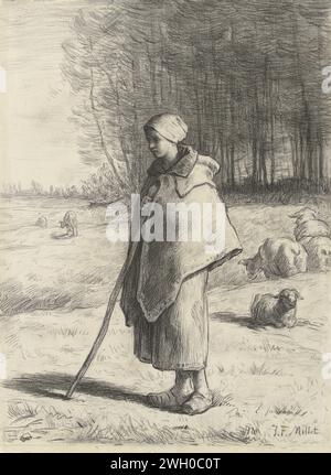 Schaapherderin, leaning on a stick Stock Photo - Alamy