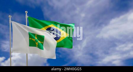 Official flags of the country Brazil and federal state of Amazonas ...