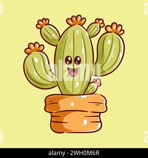 Cute cactus having laughing face expression for coloring Stock Vector ...