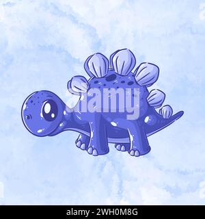 Cute purple stegosaurus cartoon vector for coloring Stock Vector Image ...