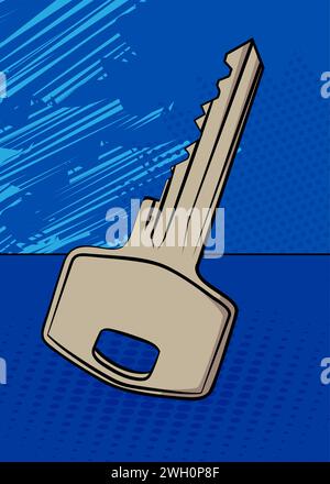 Cartoon Key, comic book home accessory. Retro vector comics pop art ...