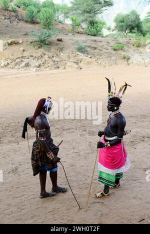 Samburu warriors (morans) in the South Horr area in northern Kenya ...