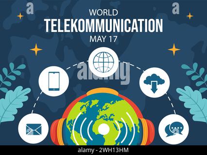 Telecommunication Day Social Media Background Flat Cartoon Hand Drawn ...
