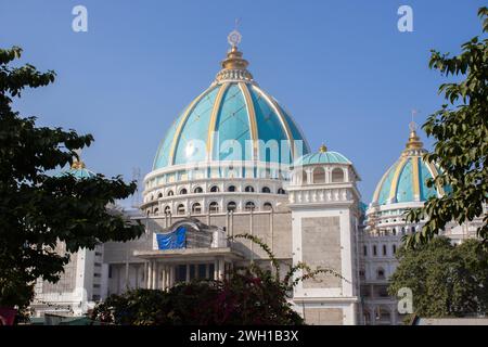 Mayapur, Nadia, India - January 27th 2024: The view of building of ongoing construction of ...