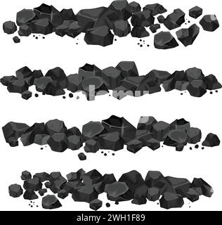 Set of border pile of energy overgrown coal Stock Vector Image & Art ...