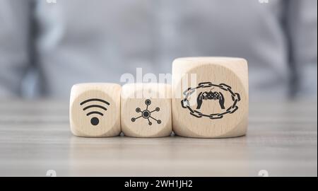 Wooden blocks with symbol of video game addiction concept Stock Photo ...