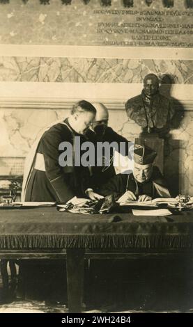 Cardinal Pietro Gasparri signing the Lateran Treaty, Italy 1929 Stock ...