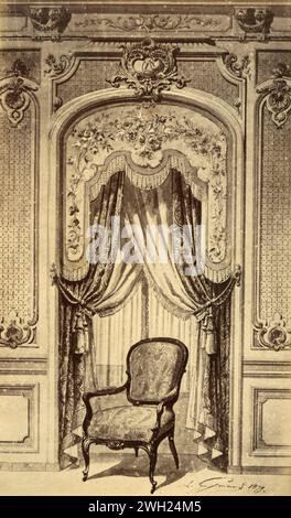 Louis XV, XVII century style lambrequin double curtain window, drawing ...