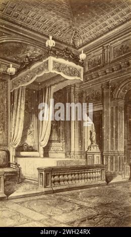Louis XIV, XVI century style four poster bed, drawing by French artist ...