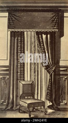 Renaissance XVI century style Louis XIII four poster bed, drawing by ...