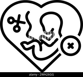 Abortion of fetus icon logo sign vector outline in black and white ...