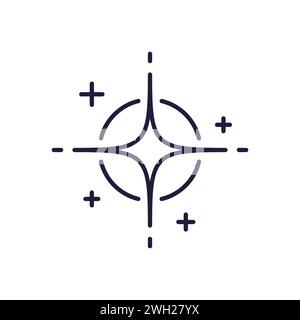 Outline star sparkles and twinkles isolated on white background. Bright flash, shiny glow ...