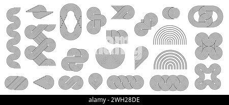 Geometric zen arch patterns, line figures and stroke shapes. Isolated ...