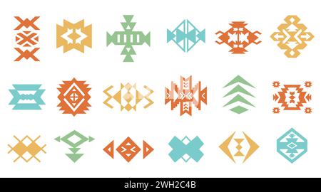Aztec Navajo Shapes Set Southwestern Art Symbols Stock Vector Image ...