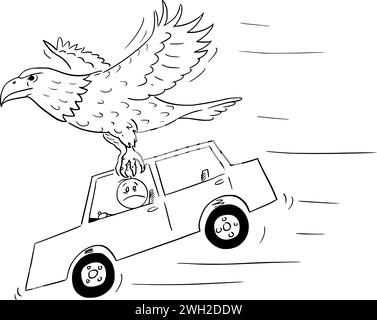 Eagle Carries Person Away, Vector Cartoon Stick Figure Illustration ...