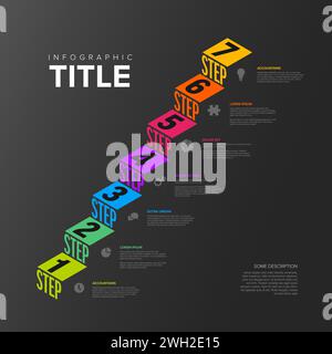 Vector Infographic long seven steps diagram template for workflow ...