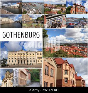 Gothenburg city postcard. Travel place landmarks photo collage from ...