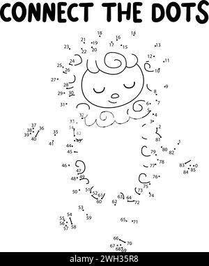Dot to Dot Sheep Isolated Coloring Page for Kids Stock Vector Image ...
