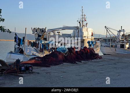 Fishing boats in the harbour at Patras, Greece, May 2023 Stock Photo ...