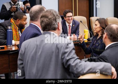 Michigan Gov. Gretchen Whitmer greets President Donald Trump as he ...