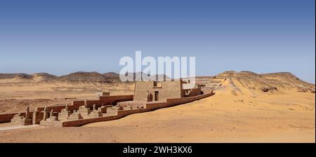 Long distance shot of The Temple of Wadi al- Seboua, Lake Nasser, Egypt ...