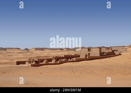 Long distance shot of The Temple of Wadi al- Seboua, Lake Nasser, Egypt ...