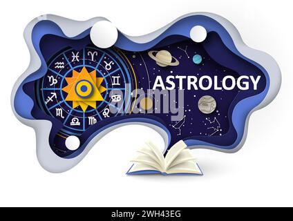 Astrology science banner with opened book and Zodiac signs Stock Vector ...
