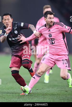 Inter Miami CF forward Lionel Messi (10) kicks the ball during the Los ...