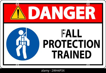 Hard Hat Decals, Danger Fall Protection Trained Stock Vector Image ...