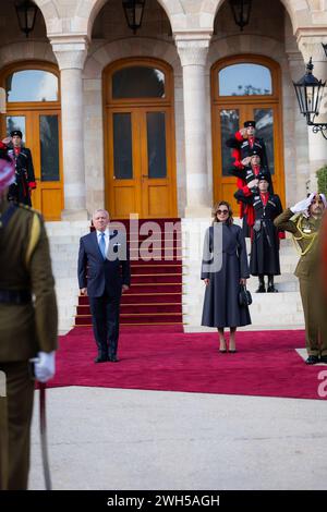 Amman, Jordan. 07th Feb, 2024. Princess Rajwa and Prince Hussein attend ...