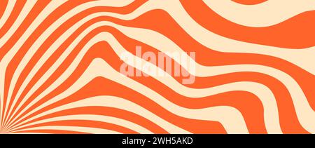 Orange trippy burst lines background. Psychedelic wavy stripes ...
