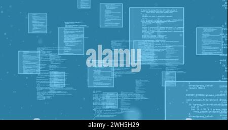 Image of multiple screens with data processing against white background ...