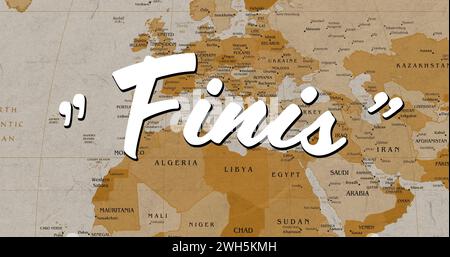 Digital image of a white Finis sign appearing in the screen while ...