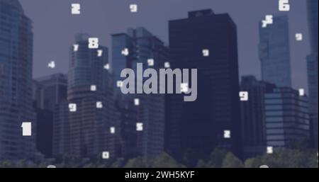 Image of numbers over cityscape Stock Photo - Alamy