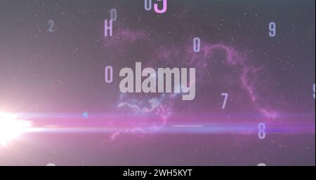 Image of floating numbers and letters on black background Stock Photo ...