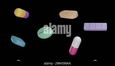 Image of floating pill on black background Stock Photo - Alamy