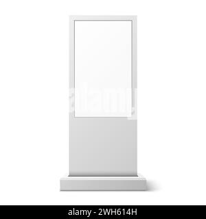 Self order kiosk realistic 3d vector mockup. Vending machines with sensor panel and pos terminal ...