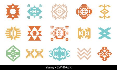 Aztec Navajo Shapes Set Southwestern Art Symbols Stock Vector Image ...