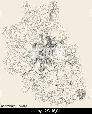 Street roads map of the British city of CHESTERFIELD, ENGLAND Stock ...