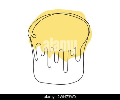 Continuous line drawing of an Easter Kulich cake with colored icing. Traditional Ukrainian ...