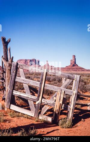 An old corral gate in the Monument Valley Navajo Tribal Park in Arizona ...