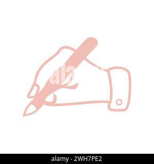 Hand with pen. Writing icon. Signing symbol isolated on white ...